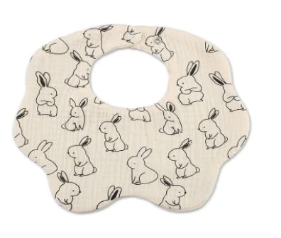 Scalloped 6 Layer Muslin Teething Bib (Bunny)