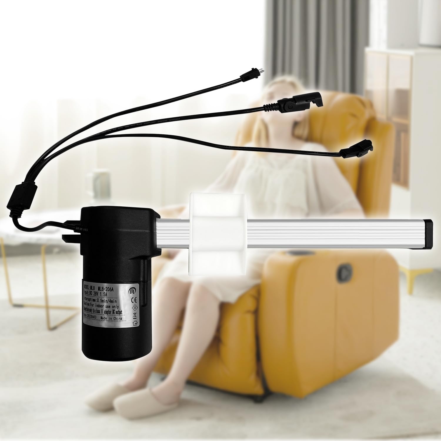 Kroshine Power Recliner Motor Replacement with Cord Model ML8-206A Linear Actuator for Sofa Lift Chair Couch Massage Seat Bed, Aluminum