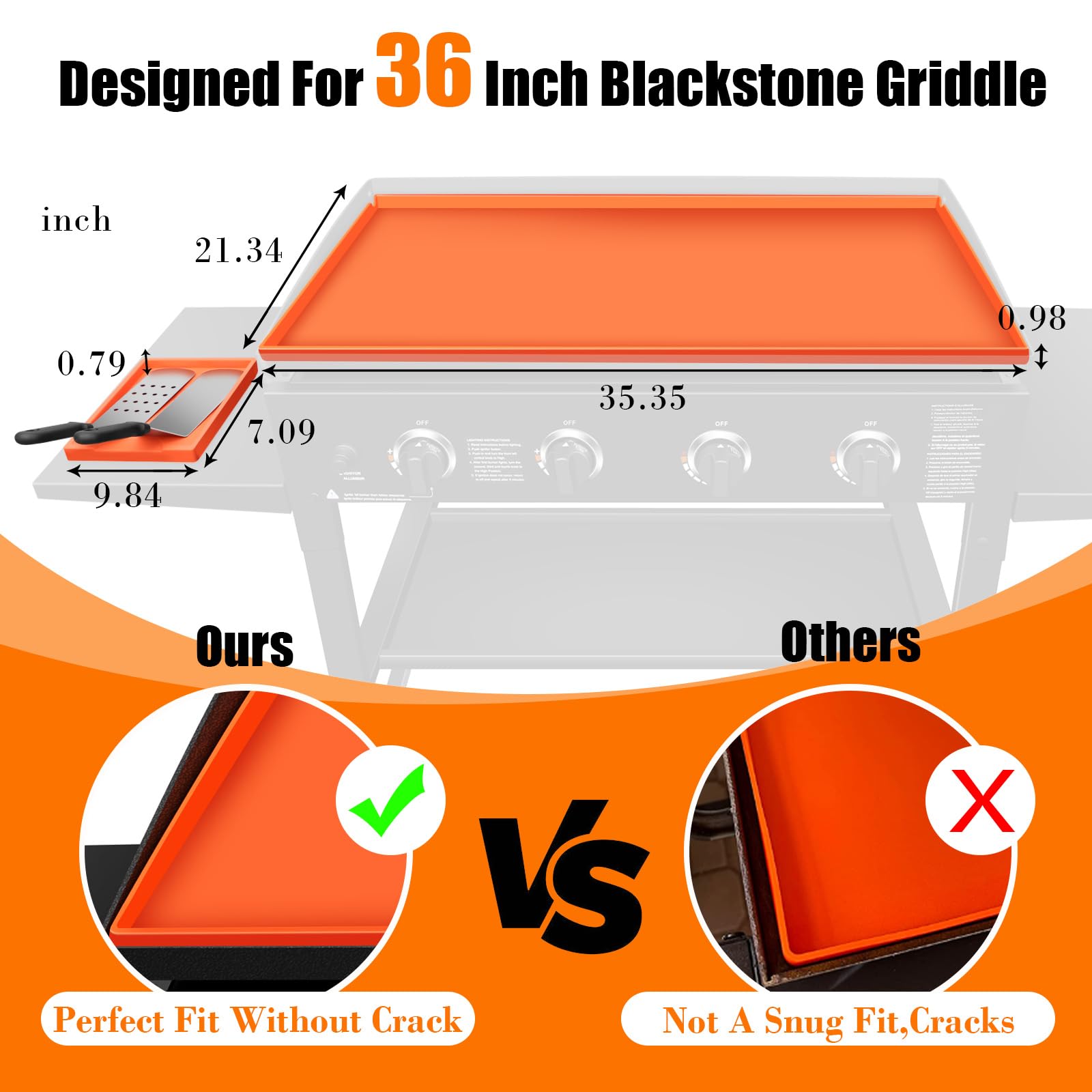 GRILL FORCE 36 Inch Silicone Griddle Mat & Spatula Mat for Blackstone 36" Griddle, Food Grade Silicone Mat Cover for Blackstone Protective Mat Cover Griddle Cover,Protect Griddle From Insects,Rust