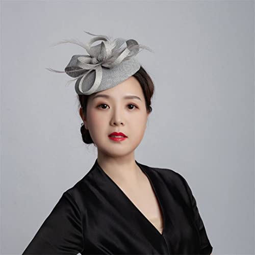 Navy Blue with Feathers Wedding Races Special Occasion Hat Church Headwear Navy Blue
