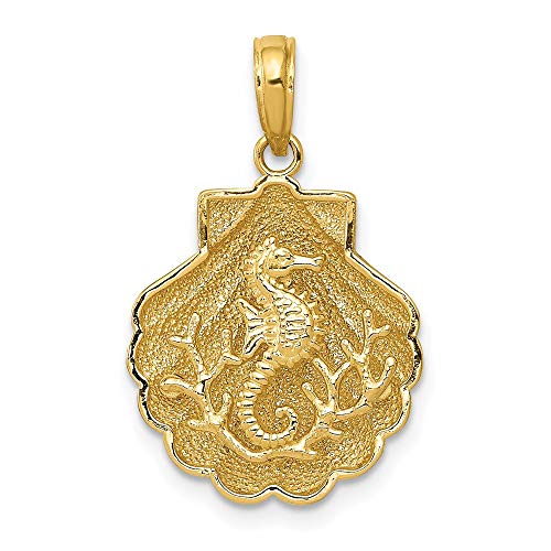 IceCarats 14K Yellow Gold Seahorse Shell Necklace Charm Pendant Only