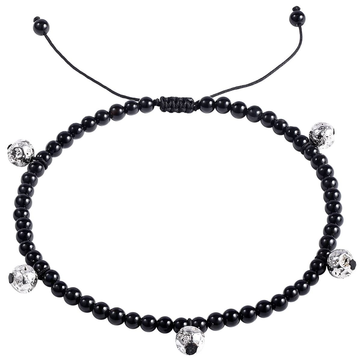 Lightock Black Obsidian/Plated Lava Rock Anklet for Women Beads Stone Dangle Essential Oil Diffusers Foot Beach Accessiory