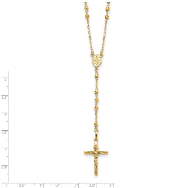 IceCarats 14K Yellow Gold 3mm Beaded Rosary Chain Necklace