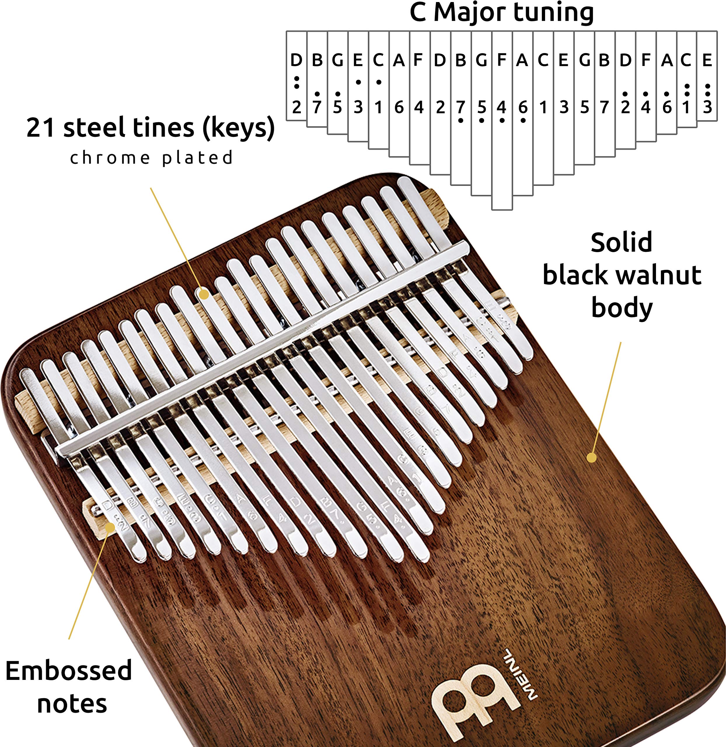 Kalimba Thumb Piano, 21 Keys β Includes Tuning Hammer and Case β For Meditation, ASMR, Sound Therapy and Yoga, 2-YEAR WARRANTY