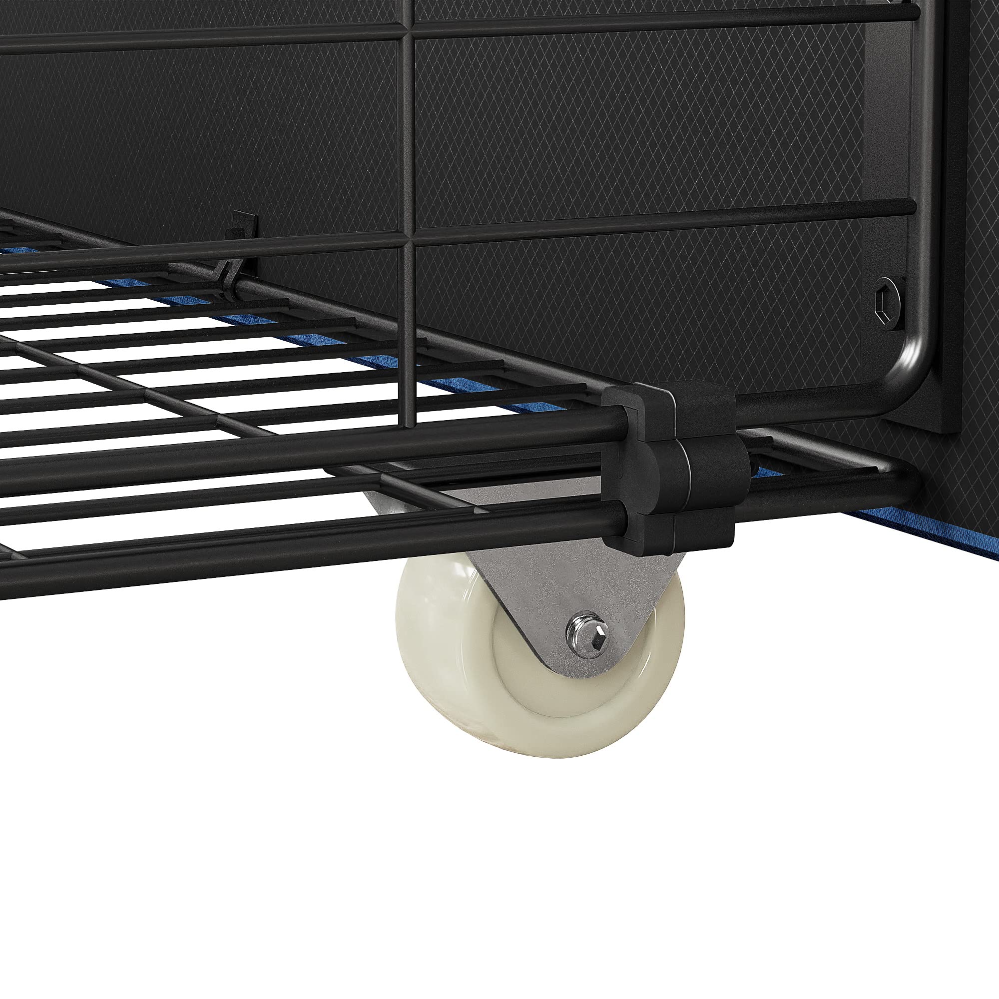 LIKIMIO Queen Bed Frame with 4 Storage Drawers, Velvet Upholstered Headboard with Button Tufted & Rivets, Easy Assembly, No Box Spring Needed (Blue, Queen)