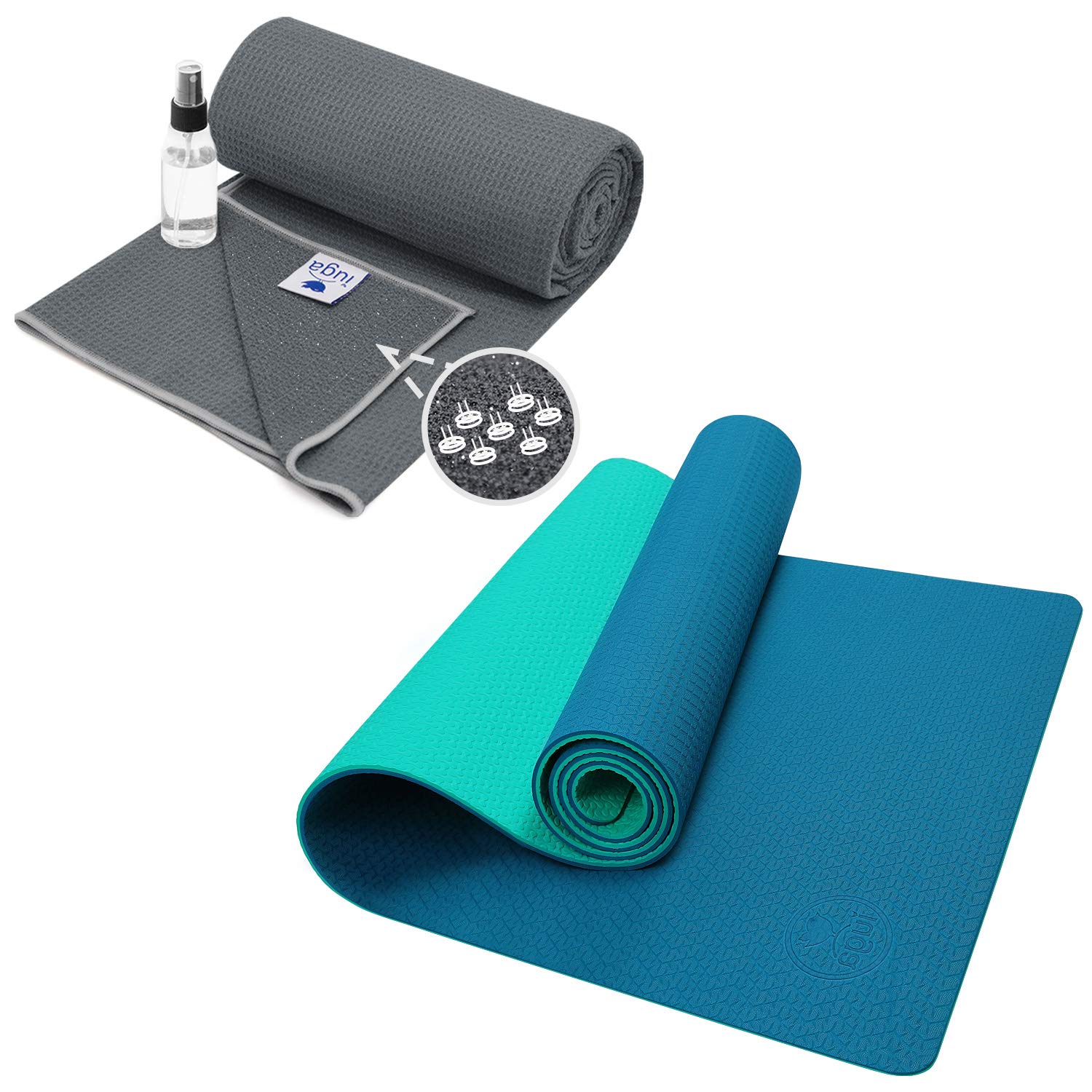 IUGA Yoga Set - Yoga Mat and Yoga Towel Included, Yoga Set for Starters and advanced yogis