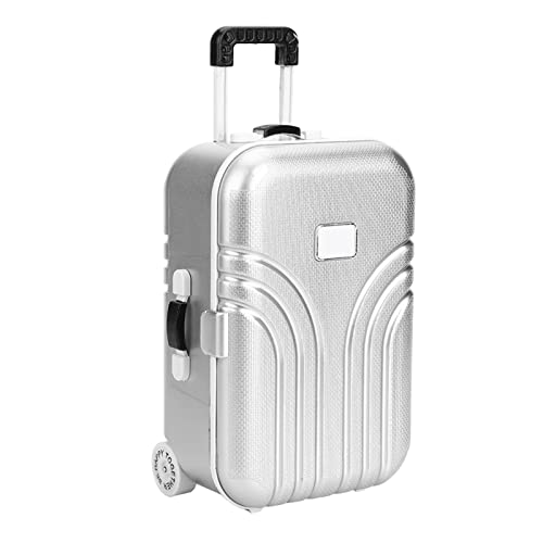 Wakects Doll Suitcase, Mini Dolls Travel Suitcase Baby Suitcase Toy, Mini Luggage Box Rolling Suitcase for Doll, Kids(Silver)