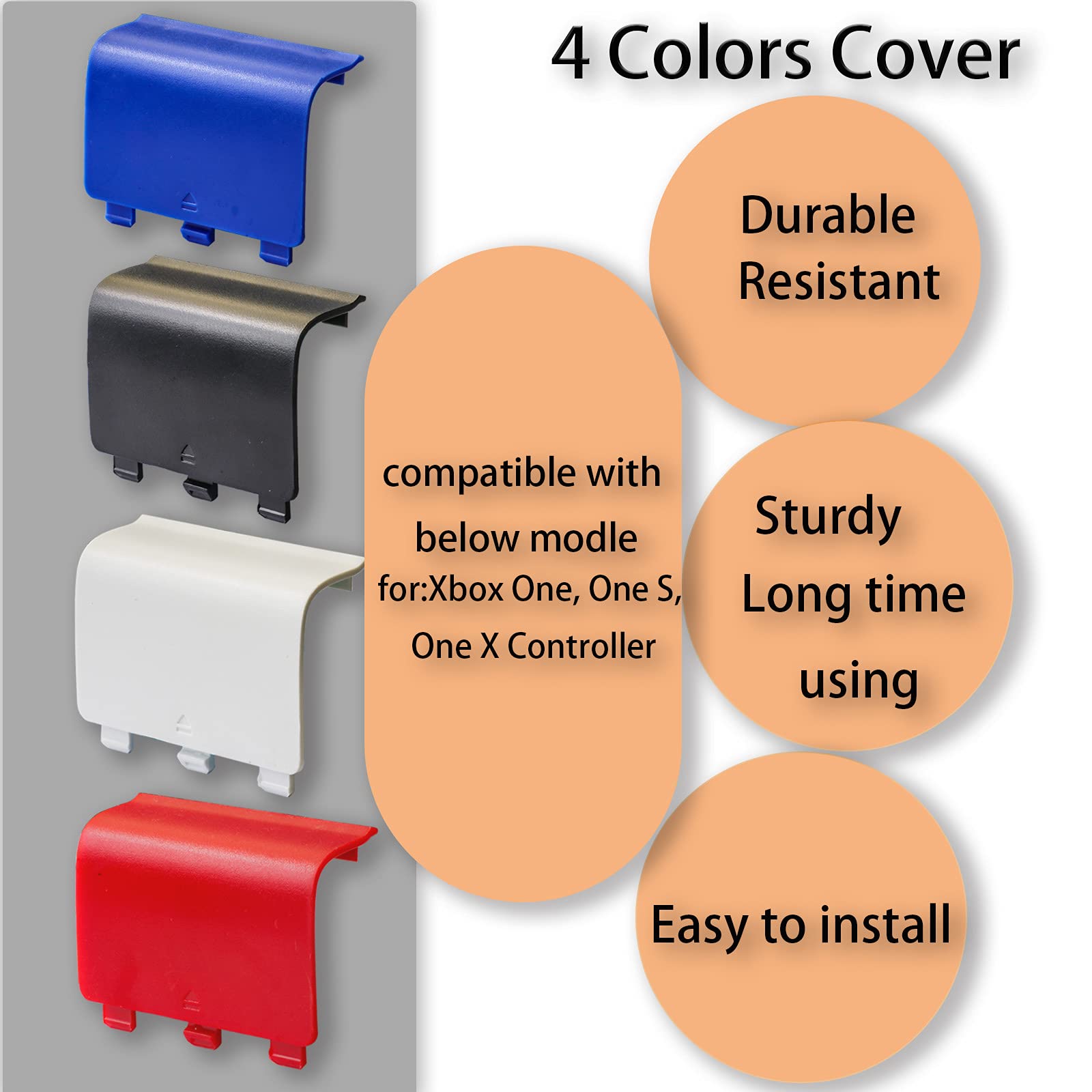 LGDehome 10PCS Replacement Battery Cover Door Compatible with Xbox One, One S, One X Controller, Battery Back Shell Repair Part Compatible with Xbox Wireless Controller 4 Colors(Red,Black,White,Blue)