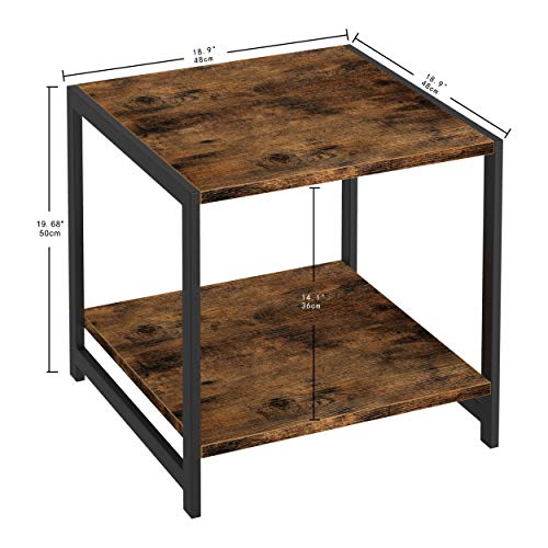 IRONCK Side Tables Living Room, Night Stand End Table with Storage Shelf, Wood Look Accent Industrial Home Furniture, P2 Grade MDF Board with Frame, Retro Brown