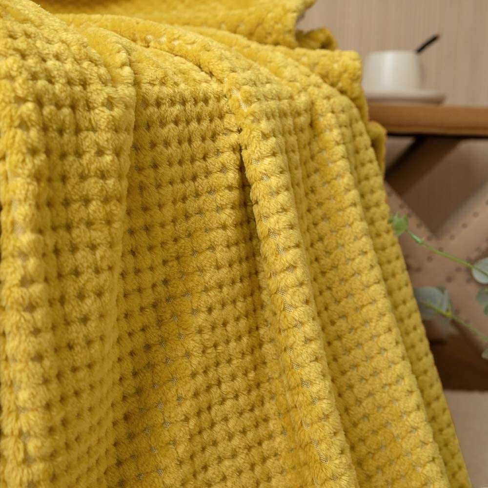 jinchan Fleece Throw Blanket 50"x60" Flannel Blanket for Couch Bed Throw Cozy Soft Throw Blanket Living Room Decor Fluffy Blanket Throw Gifts Mustard Yellow