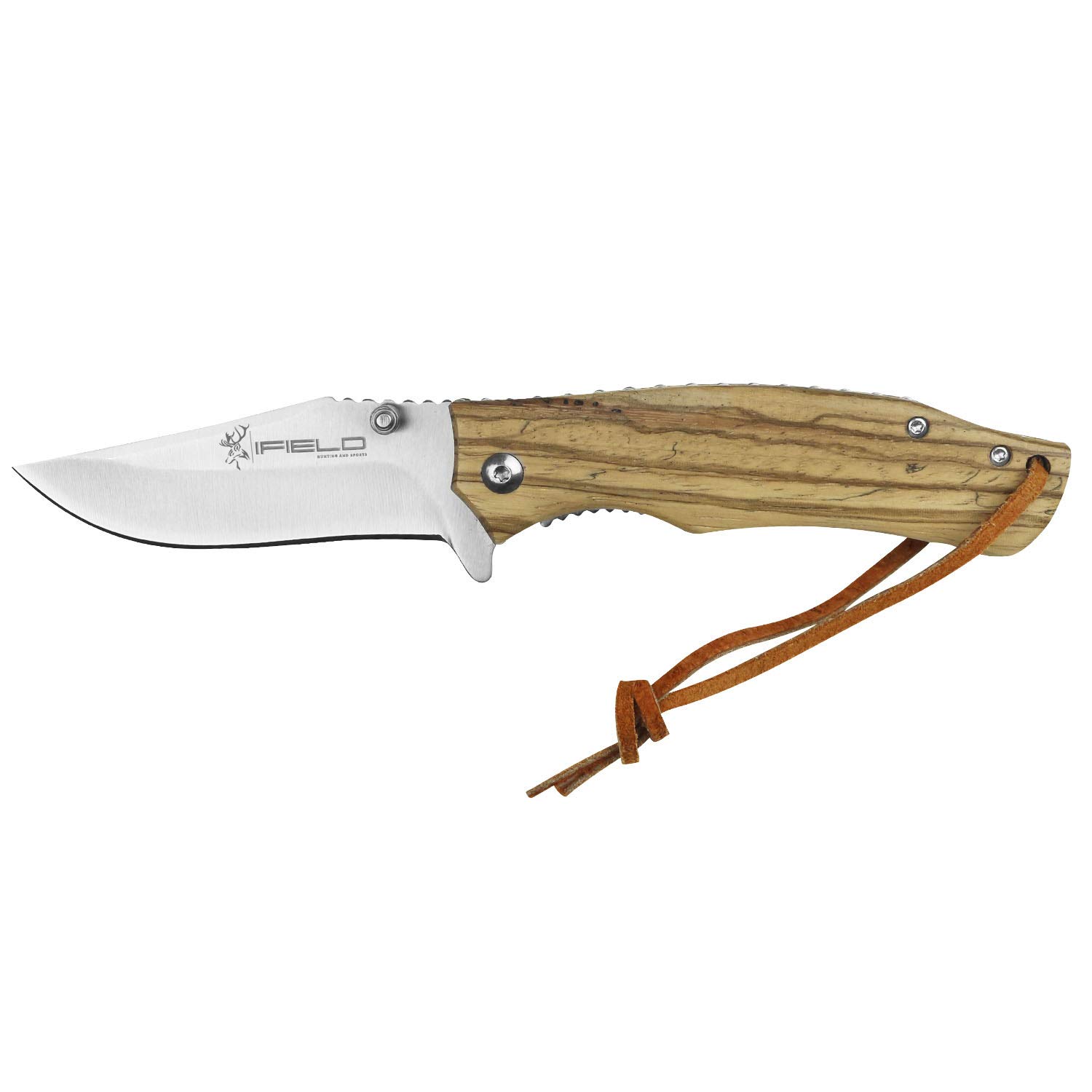 iFIELD Folding Knife Camper EL29040, Zebra Wood Handle, 3.3 inch Stainless Steel Blade, Camping Tool for Fishing, Hunting, Sport Activity.
