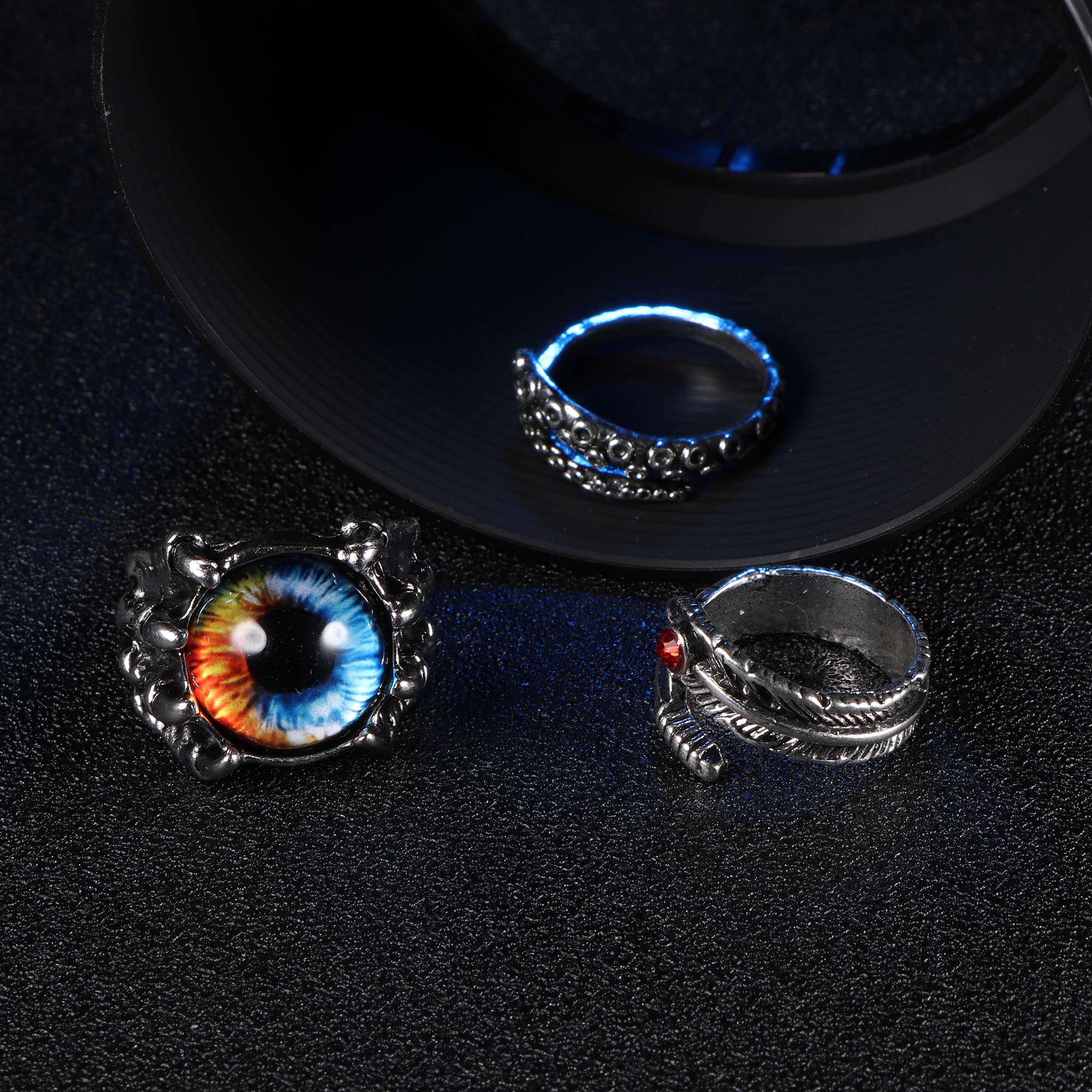 Jstyle 9Pcs Vintage Punk Rings for Men Women Snake Ring Dragon Open Rings Set Knuckle Stacking Ring Boho Finger Rings