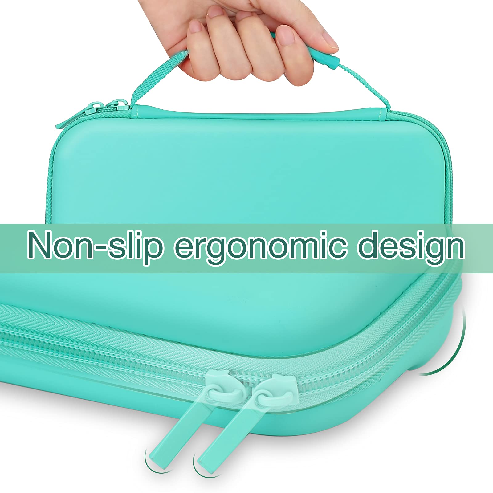 HEYSTOP Compatible with Switch Lite Carrying Case, Switch Lite Case with Soft Glitter TPU Protective Case Games Card 6 Thumb Grip Caps for Nintendo Switch Lite Accessories Kit(Turquoise)