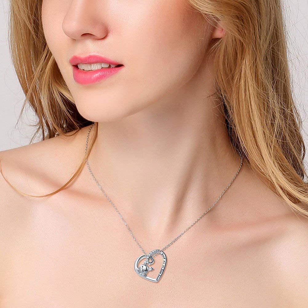 Izpack Cute Little Pig Sterling Silver Crystal Love Pendant Necklaces for Her Women Engraved Keep Me in Your Heart Nice Gifts