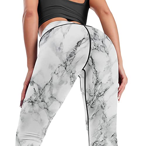 Lurhonp Marble High Waist Leggings Tummy Control Workout Yoga Pants for Women,Color3,S