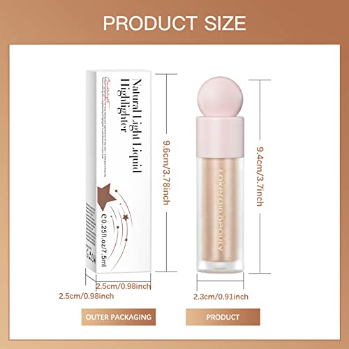 Jutqut Liquid Highlighter, Shimmer Face Body Highlighter Wand,Waterproof and Long-lasting Cream Smooth Highlighter Illuminator, Silky Natural Glow Makeup Stick for Body, 02#STARLIGHT