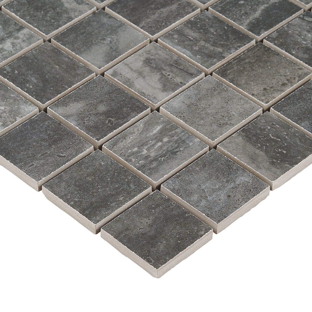 Ivy Hill Tile Essential Travertine Black 4 in. x 8 in. Matte Travertine Look Porcelain Mosaic Backsplash, Kitchen, Bathroom, Shower Floor and Wall Tile Sample