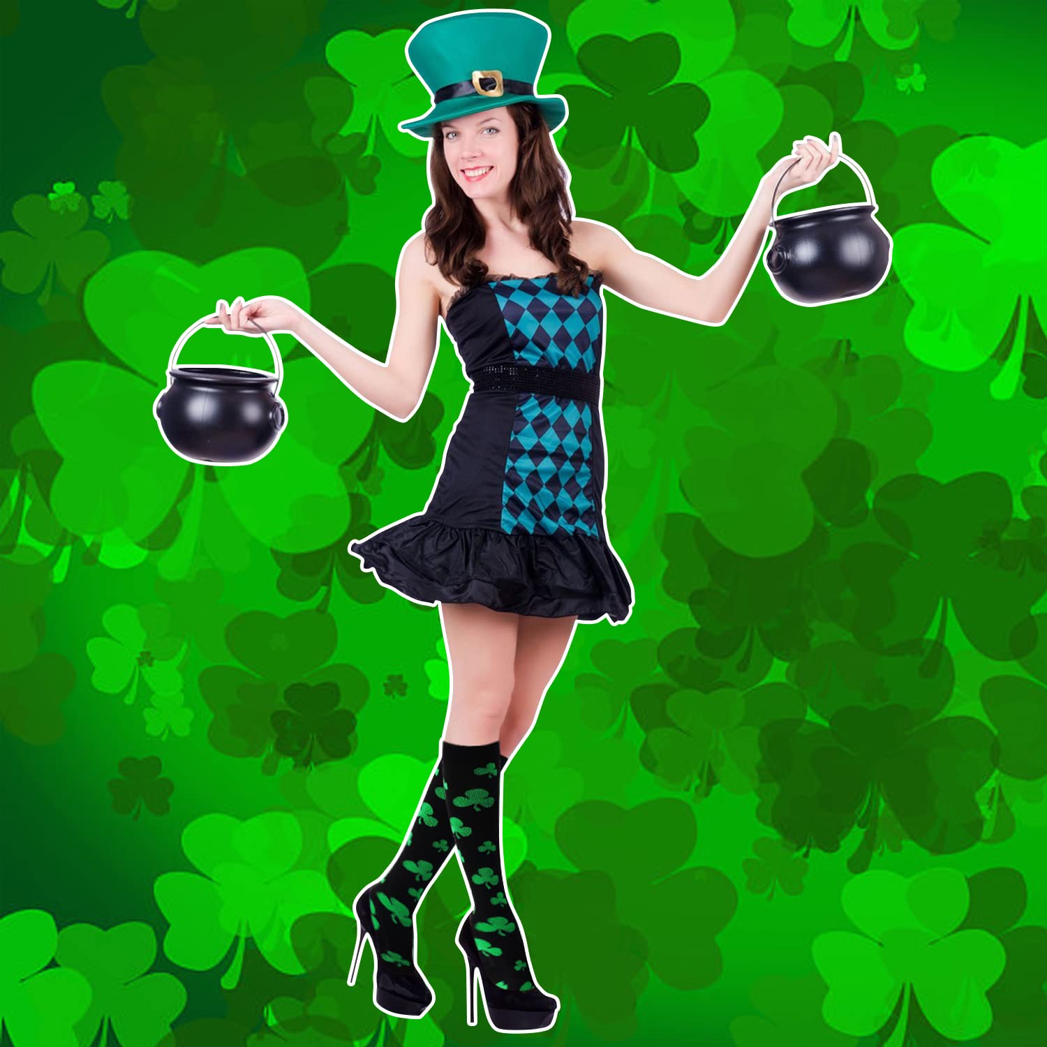 Junely St Patricks Day Compression Socks for Women Knee High Shamrock Stockings for Running Work Support Nurses Pregnancy Irish Gifts Green