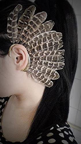 idealway 1Pc(Left Ear) Unisex Big Feather Ear Cuff Non Piercing Earring Cuffs & Wraps