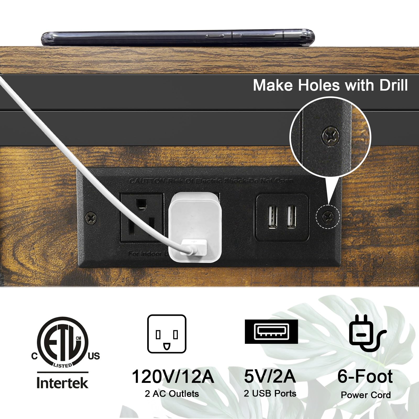 Himix Pre Assembled C Table End Table, Foldable Side Table with Charging Station, Storage Bag, Wheels, Waterproof Rolling TV Tray Table for Bedside, Small Spaces, Couch, Bedroom