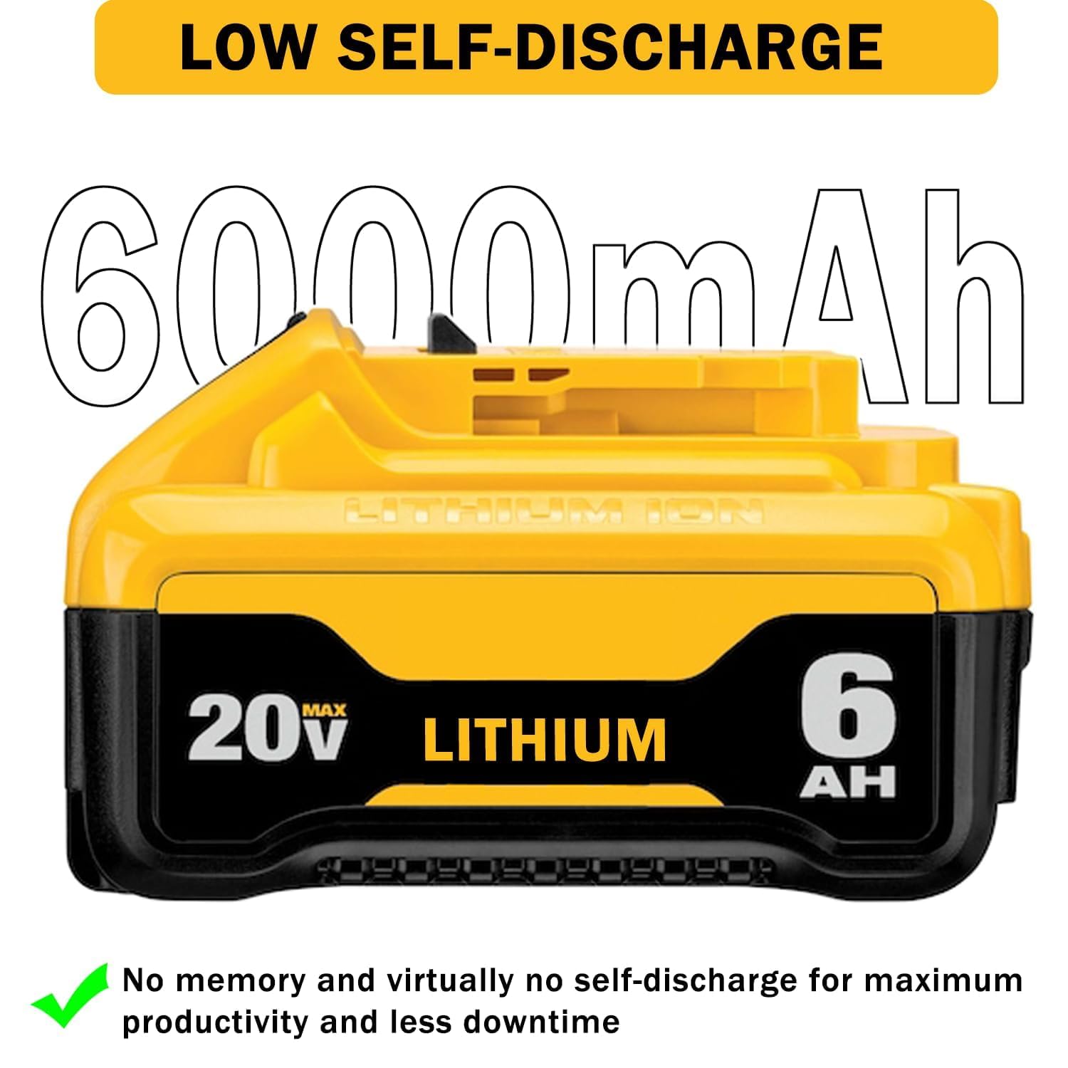 Xmenany 4-Pack 20V 6.0Ah Replacement for DeWalt 20V Battery MAX X*R Lithium Ion DCB200 DCB206 DCB203 DCB181 DCB201 DCB180