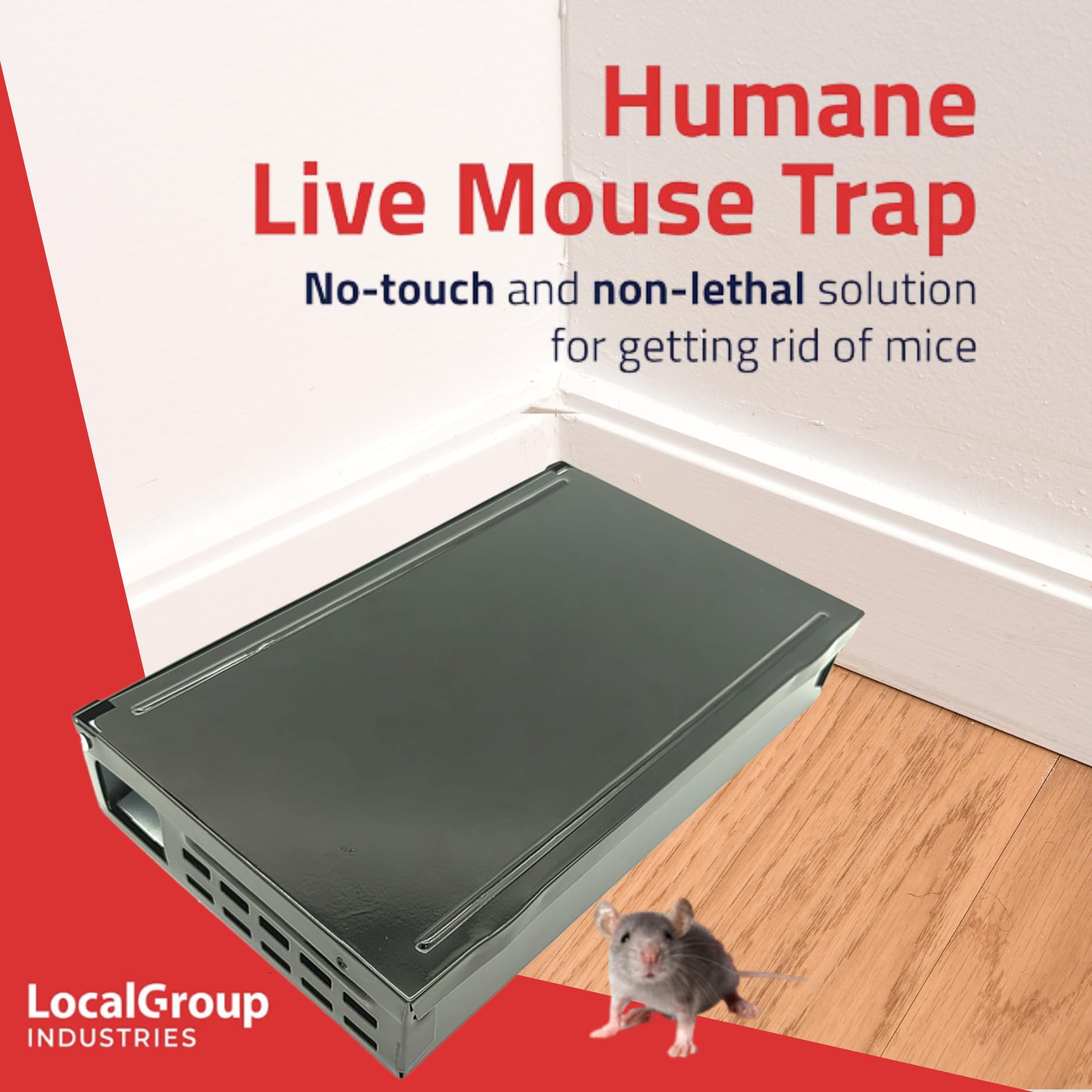 Windowless Tin Cat Multi-Catch and Release Humane Live Mouse Trap with Clear Window Lid for Indoor and Outdoor Use (Silver, 2pk)