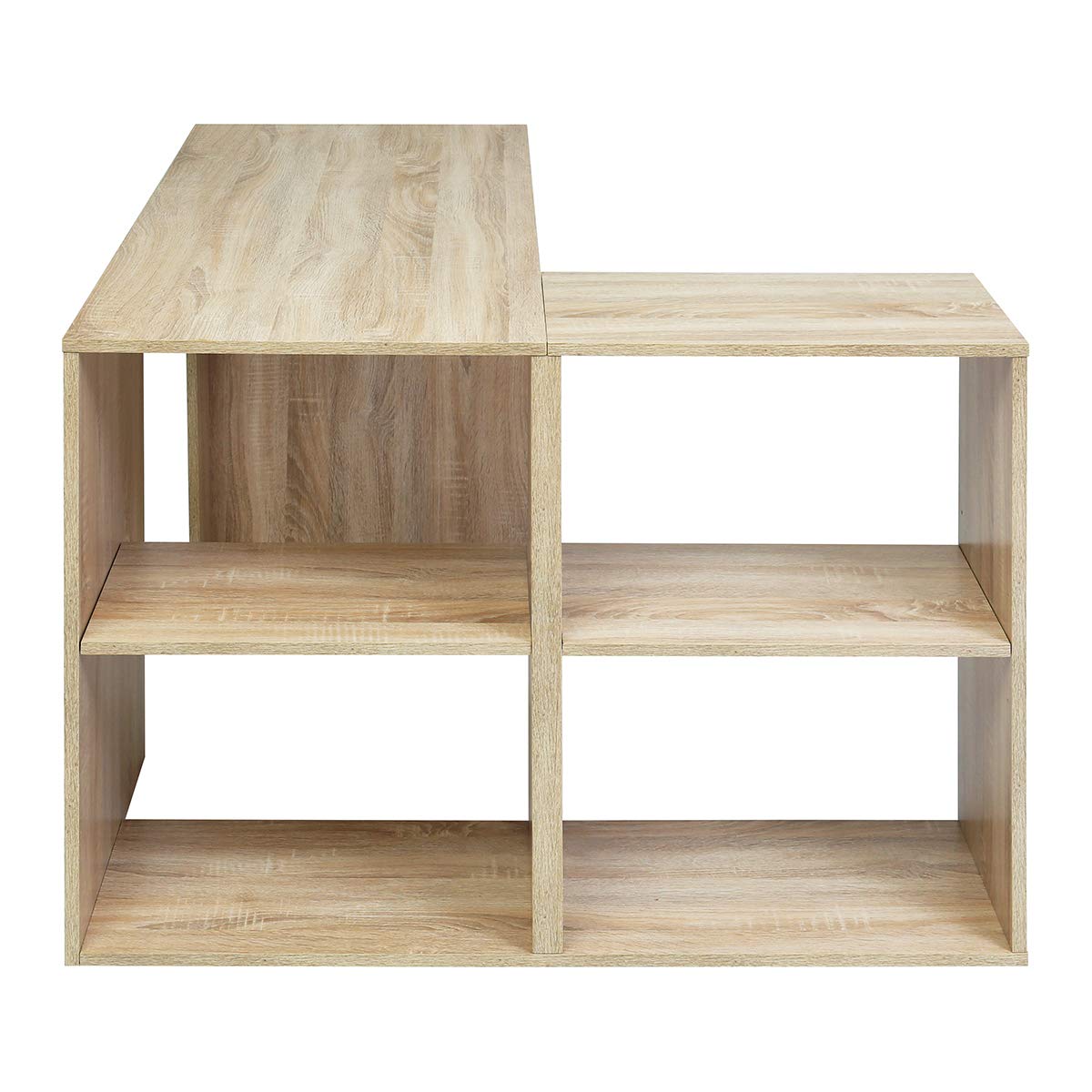 Homy Casa Inc L-Shaped Corner, Home Office Wood Workstation with Storage Shelves computer desk, OAK