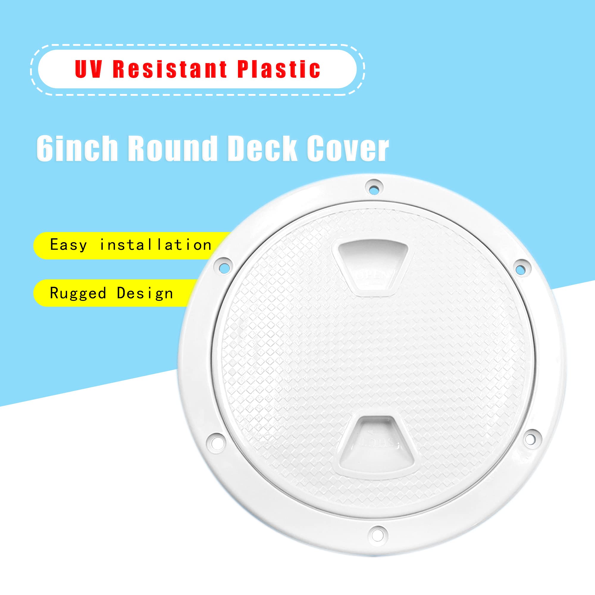 NC Marine 6'' Deck Hatch Lid ,Boat Deck Plate Screw Out Plastic Round Inspection Port,White