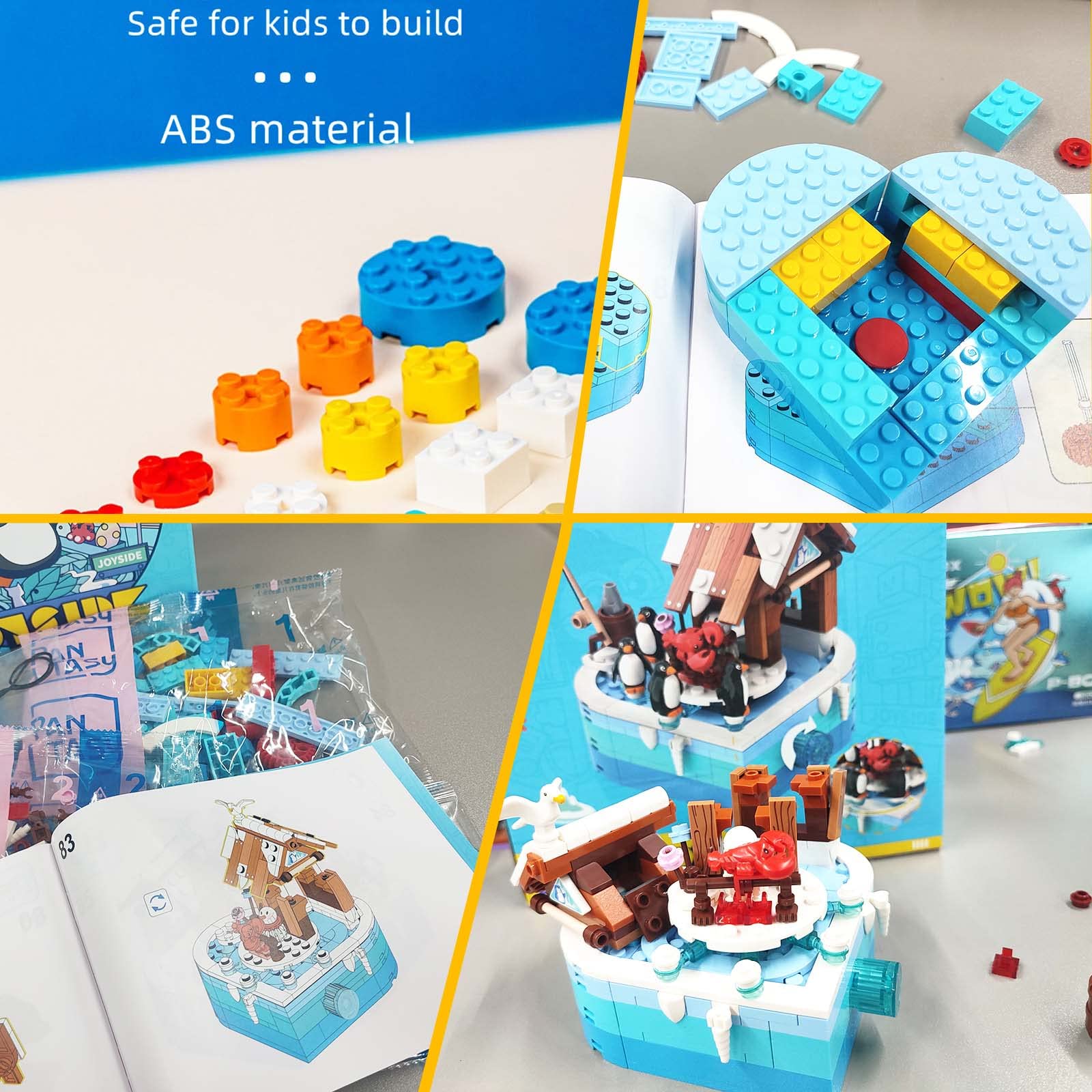 Mrkuriosity Penguin BBQ Resort Building Kits Blocks,Movable Building Blocks Toy Building Sets for Kids, Rotatable BBQ Penguin Toy Model Buliding Blocks, Kids' Brain Development Educational Toys…