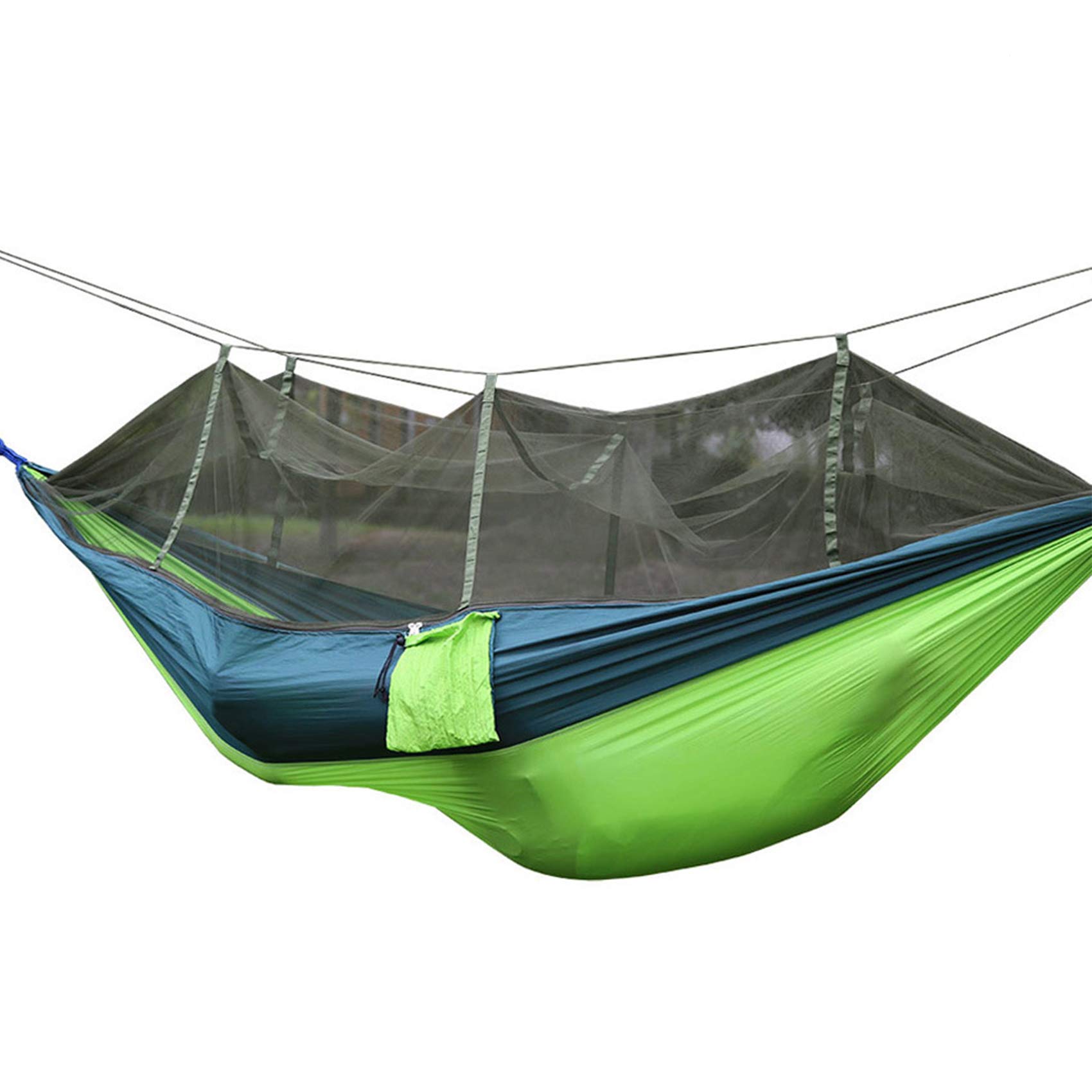 izBuy Camping Hammock with Net, Single & Double Outdoor Hammocks Portable Lightweight Parachute for Travel Hiking Backpacking