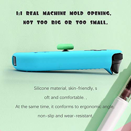 JoyCon Silicone Cover for Nintendo Switch + 4 Marshal Design Thumb Grip Caps, Anti-Scratch Cute Anti-Slip Joy-Con Case (Animal Crossing Island Version)
