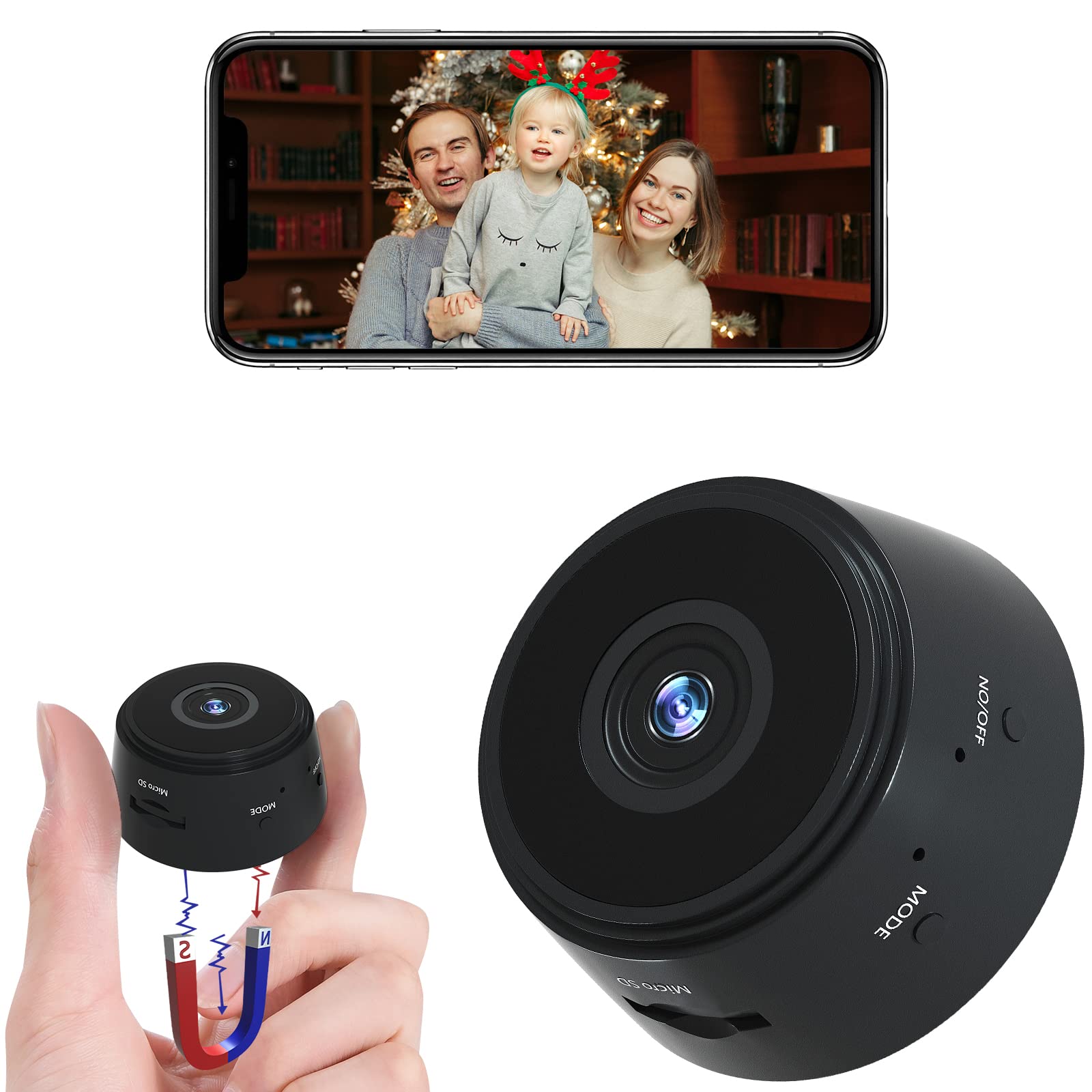 TINOCOR Mini Spy Camera WiFi Hidden Camera Spy Camera with Motion Detection Wireless Nanny Cam HD 1080P Home Security and Indoor Outdoor