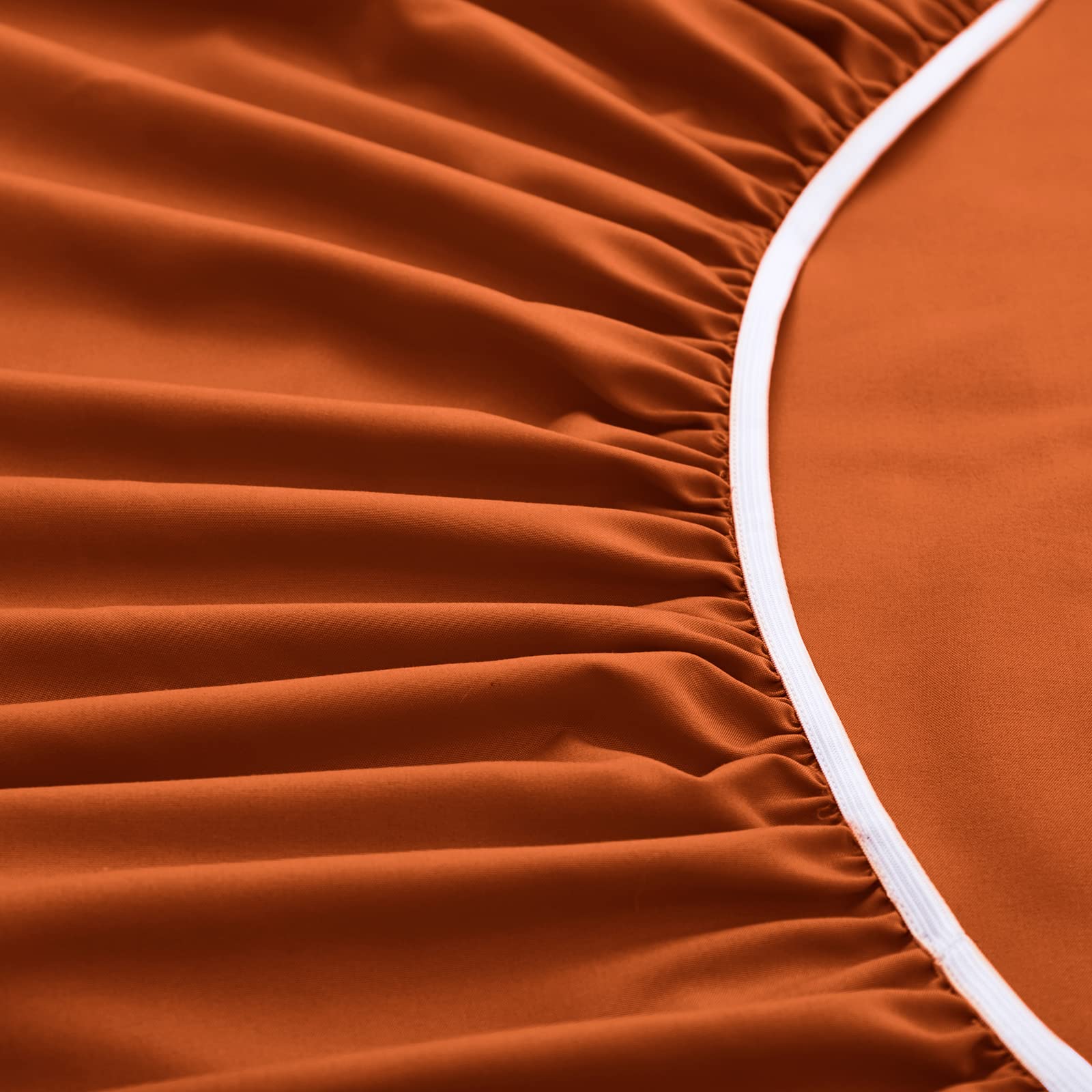 Horbaunal Extra Deep Pocket Full Sheets - Fits Mattress 18-24 Inches Deep - 6 Pieces Hotel Luxury 1800 Thread Count Microfiber Sheet Set - Ultra Soft Burnt Orange Full Size Bed Sheets