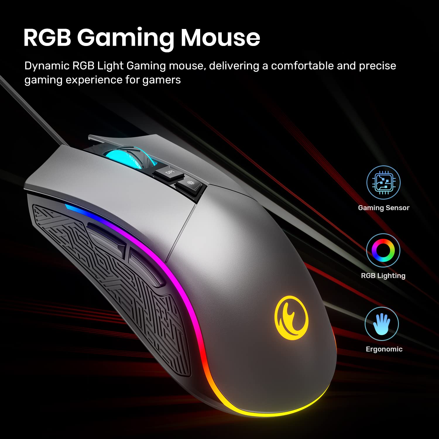 IFYOO K96 USB Wired Gaming 36 Keys One-Handed Keyboard and Mouse Combo Set for PC Games (Windows 10/8/7/XP, Linux), with RGB Backlit, Analog Joystick (with 4 Profiles), Wrist Rest, 2 Macros Keys