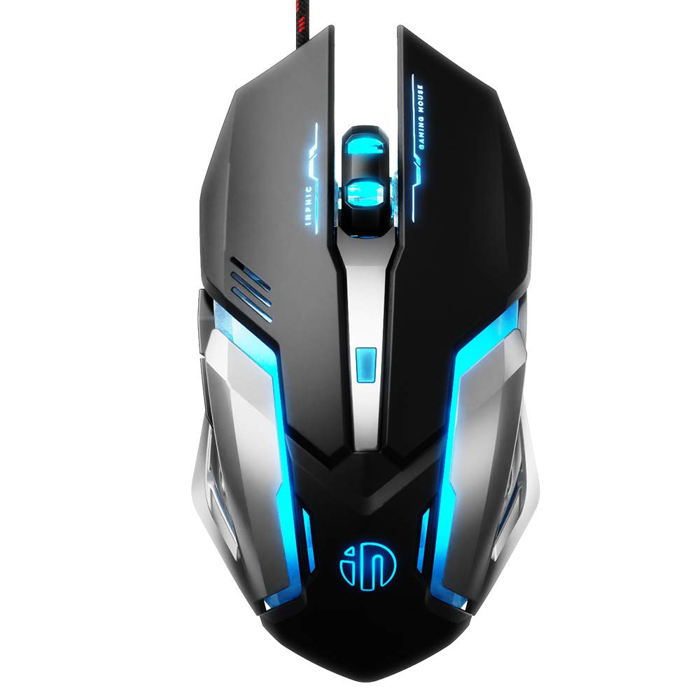 Inphic Gaming Mouse Wired, Ergonomic Game USB Computer Mice RGB Gamer Desktop Laptop PC Gaming Mouse, 7 Programmable Buttons for Windows 7/8/10/XP Vista Linux