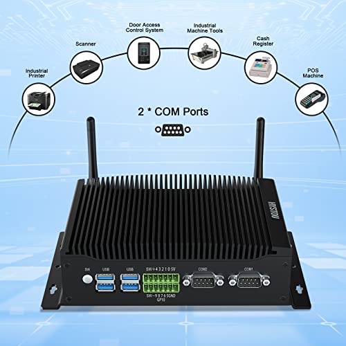 HYSTOU Fanless Mini PC I7 10810U, 16GB Ram DDR4 256 GB SSD 1TB HDD 6 Cores 12 Thread Mini Desktop PC Windows 11 Pro, 4K Triple Display, WIFI5/BT4.2, 14Pin GPIO, Ubuntu Linux Mini PC, Dual Nic PC