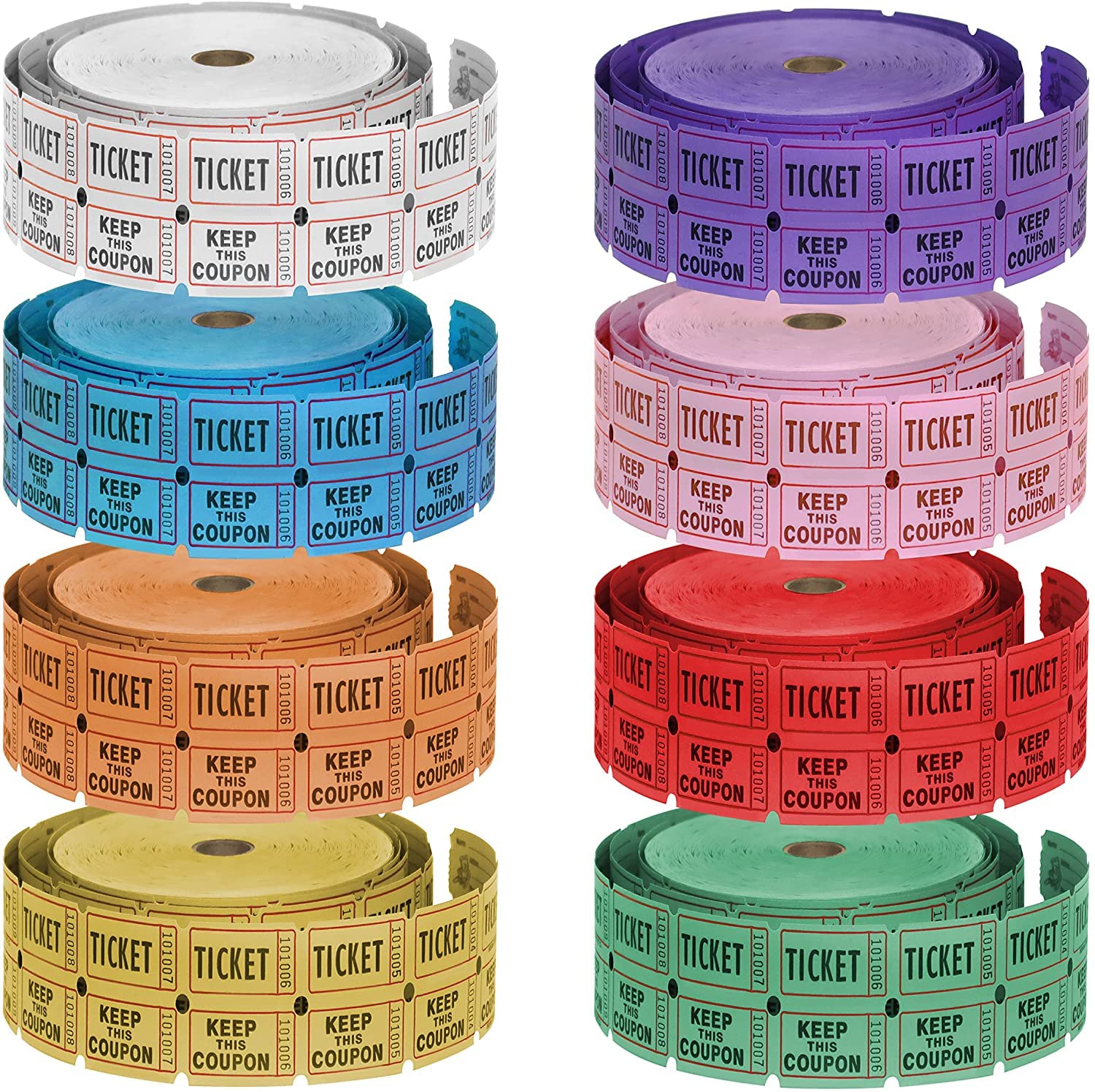 HENRY DOTS 50/50 Raffle Tickets Double Roll - 2000 Ticket Count Per Roll - Easy Tear Away Stubs for Contact Info - Raffle Drum Tickets Roll for Drinks, Carnival, Chinese Auction, Events (Red)