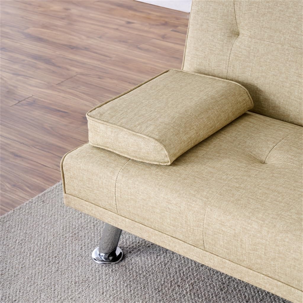 HNTHY 67" Leather Multifunctional Double Folding Sofa Bed for Office Easy to Assemble for Indoor livingroom Furniture
