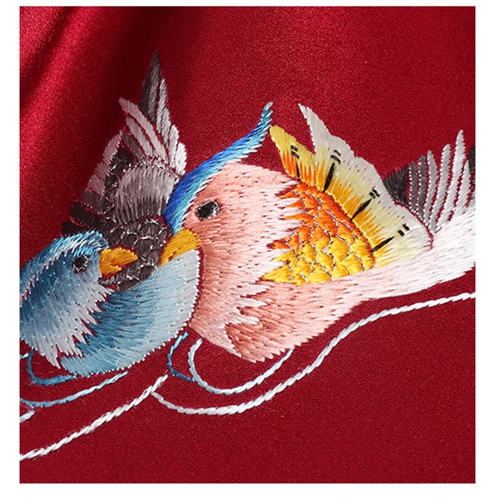 Mulberry Silk Wedding Exchange for Happy Mandarin Duck Silk Engagement Red Handkerchief Embroidered Hipa (Color : A, Size : 35x35cm)