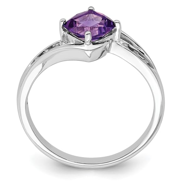 IceCarats 925 Sterling Silver Diamond Purple Amethyst Square Ring Gemstone Band Size 8
