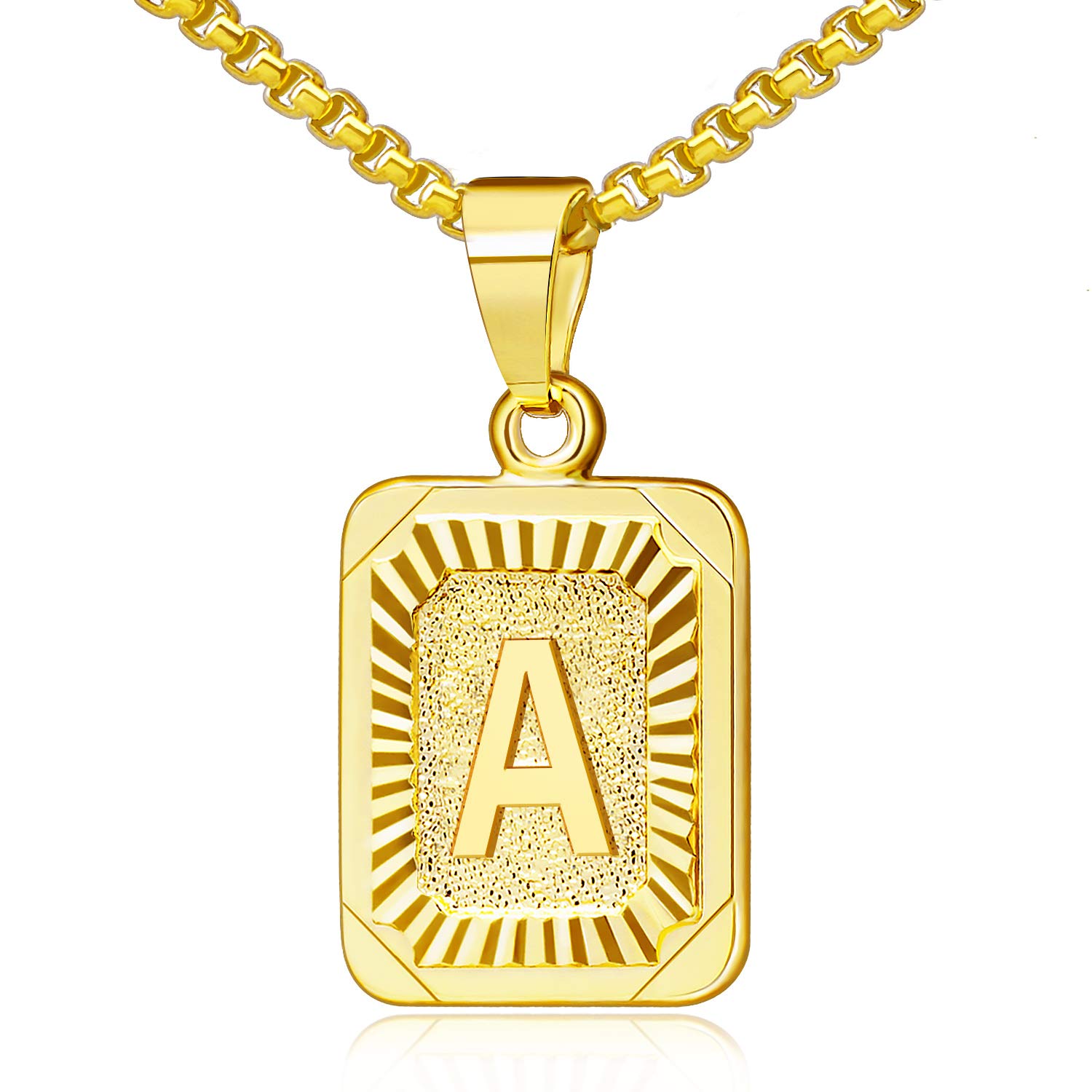 JSJOY Initial Necklaces for Women, Gold Letter Necklace Square Initial Necklace 18K Gold Plated Box Chain Letter A Necklace Jewelry Graduation Necklace 2023 Mothers Day Gifts for Women