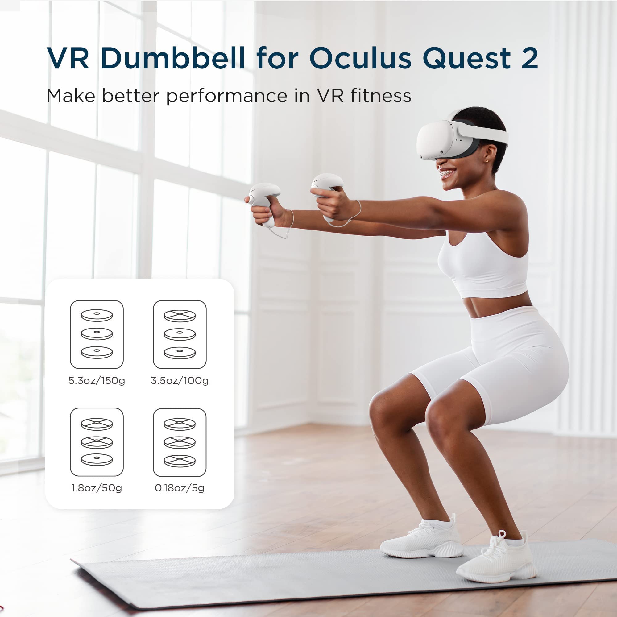 KIWI design Fitness Facial Interface and VR Weight Dumbbell for Quest 2 Accessories