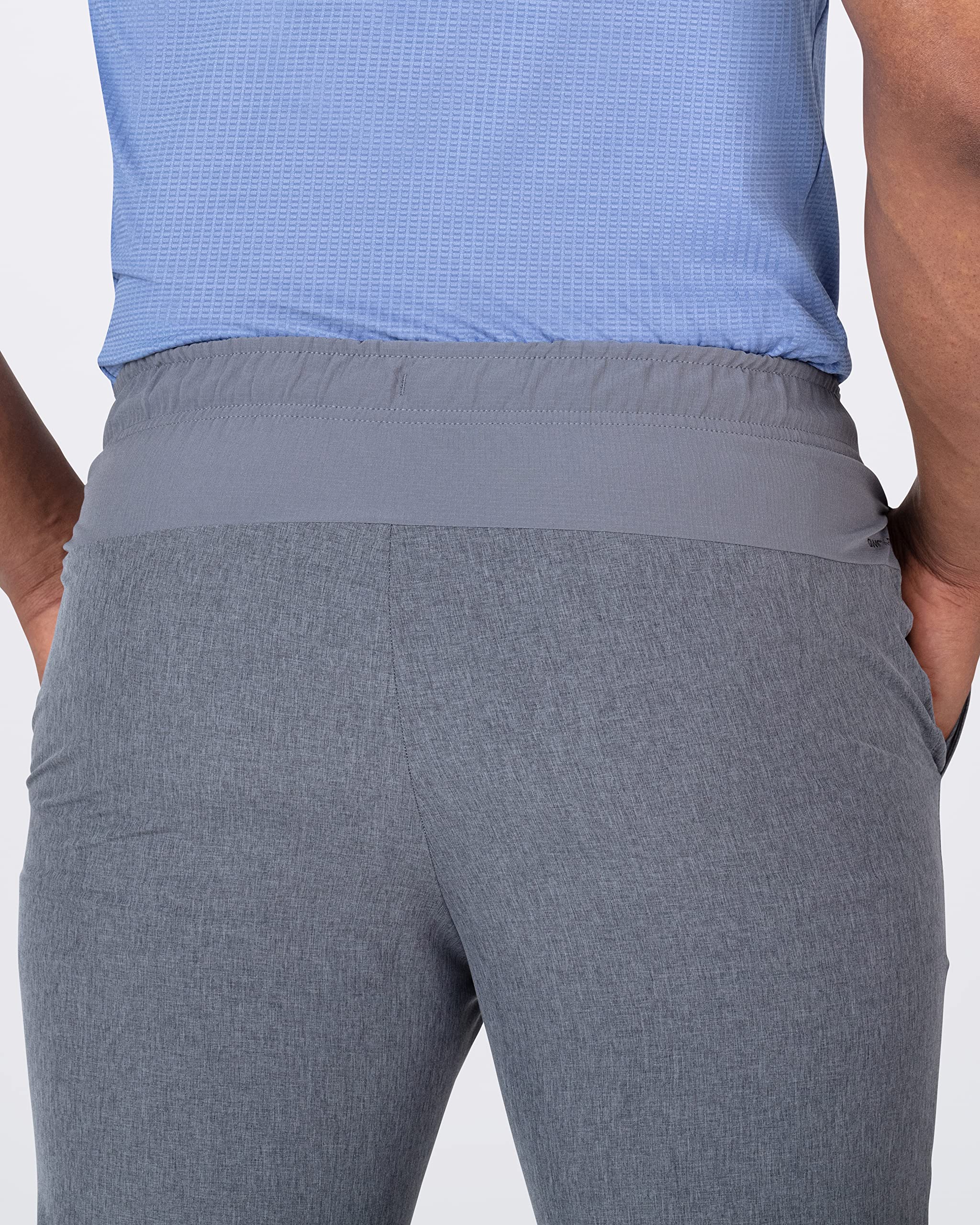 Layer 8 Men’s Joggers Woven Lightweight Athletic Gym to Work Stretch Sweatpants with Pockets and One Zip Pocket (Medium Grey Heather, X-Large)