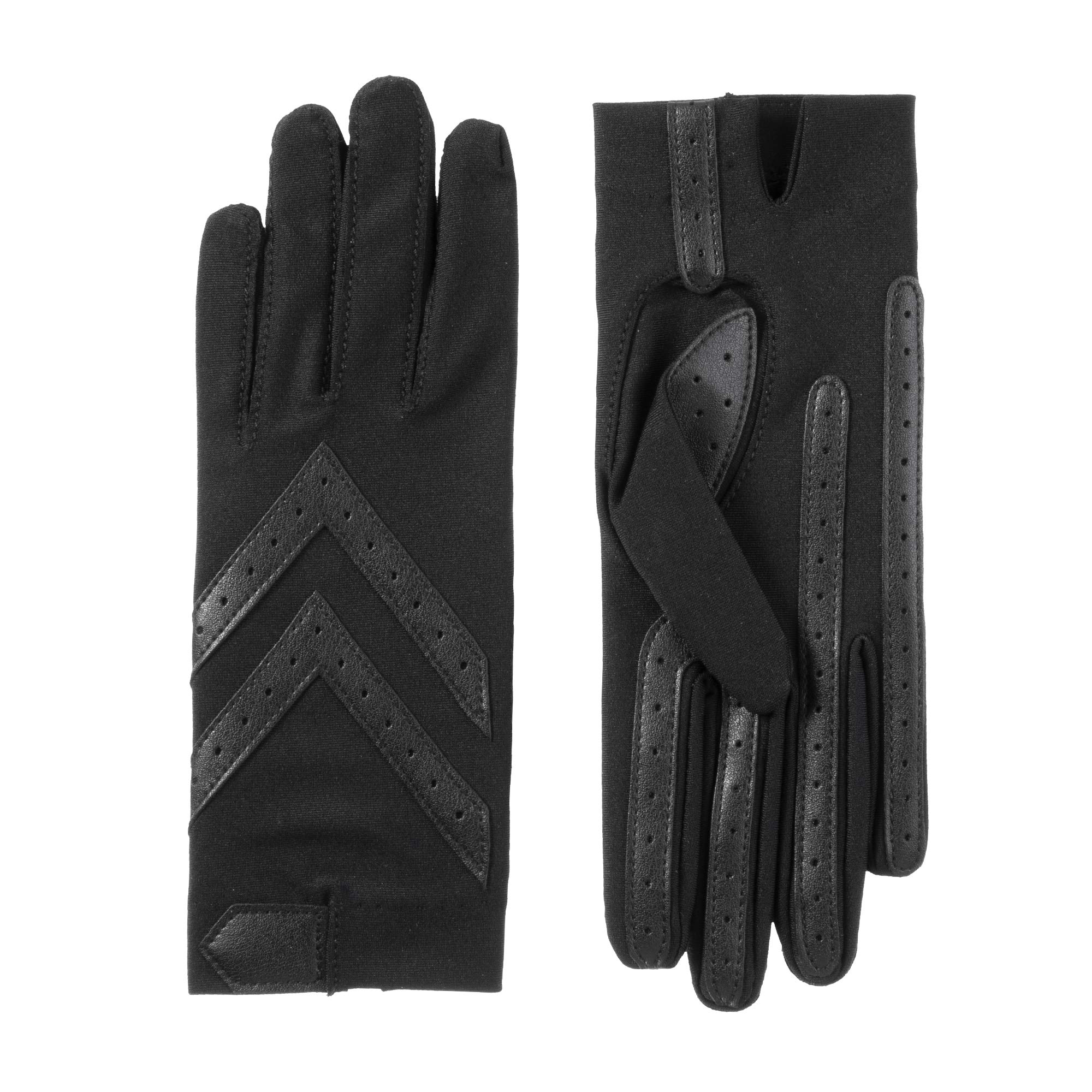 isotoner Women's Spandex Shortie Gloves with Leather Palm Strips, Camel, Large / XLarge