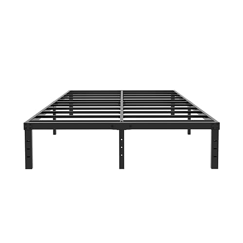 HOMUS King Size Bed Frame-Steel Slat Non -Slip 14 Inch High Mattress Foundation-No Box Spring Needed Platform/Noiseless & Squeak-less