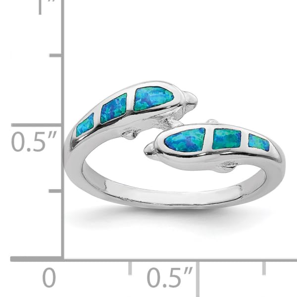 IceCarats 925 Sterling Silver Created Blue Opal Sea Dolphin Ocean Fish Beach Nautical Ring Size 8