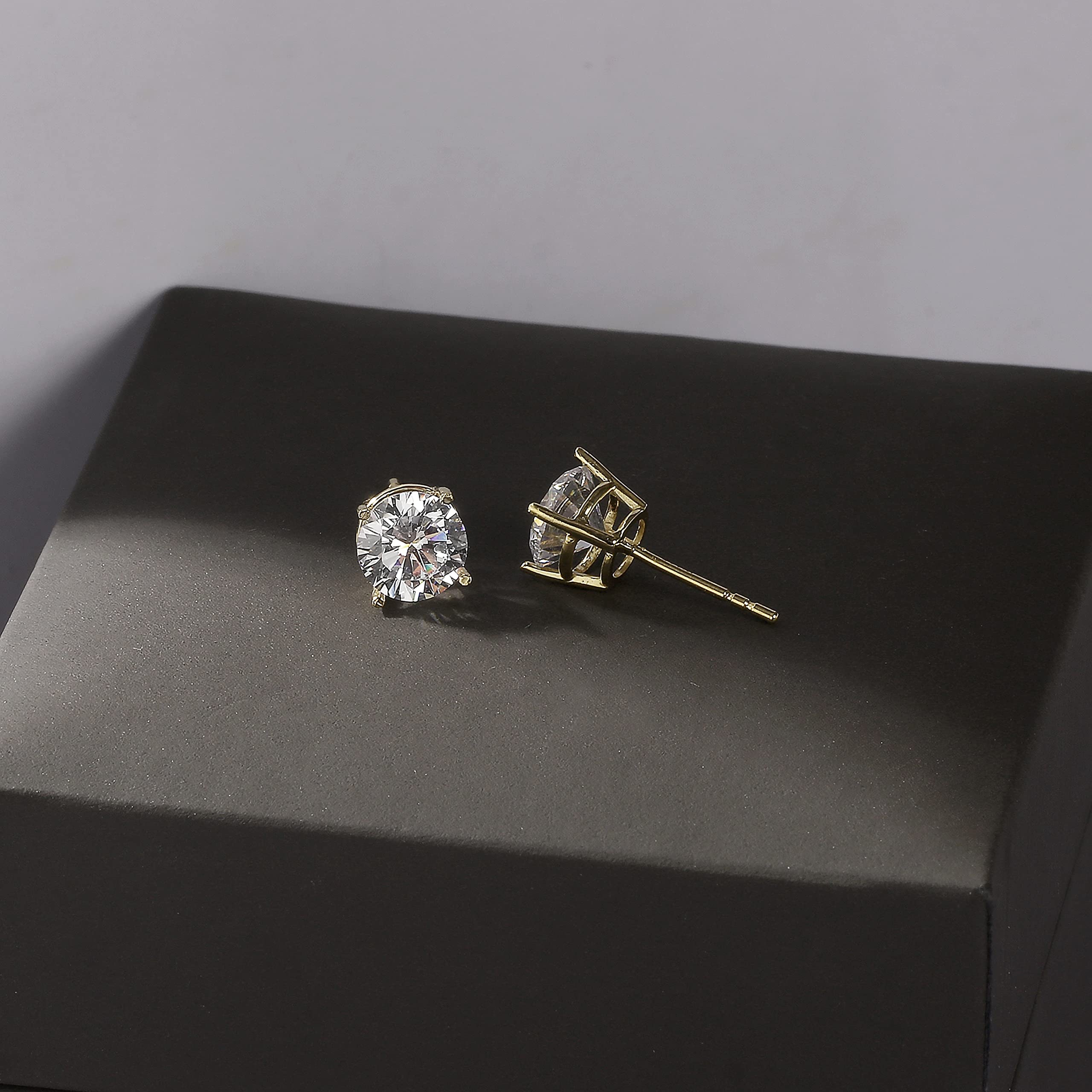 IGI Certified 10k White Gold 0.10ct to 2ct Round Diamond Stud Earring for Women by Diamond Hub (H-I, I2-I3)