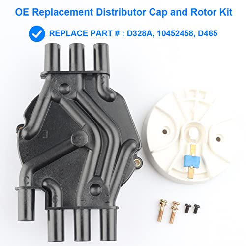 Ignition Distributor Cap and Rotor Kit, Replace D328A 10452458 D465 Compatible with Chevy GMC 4.3 Vortec - 1996-2005 Astro, 1995-2005 Blazer, 1995-2004 S10, 1999-2006 Silverado, 1995-2001 Jimmy, More