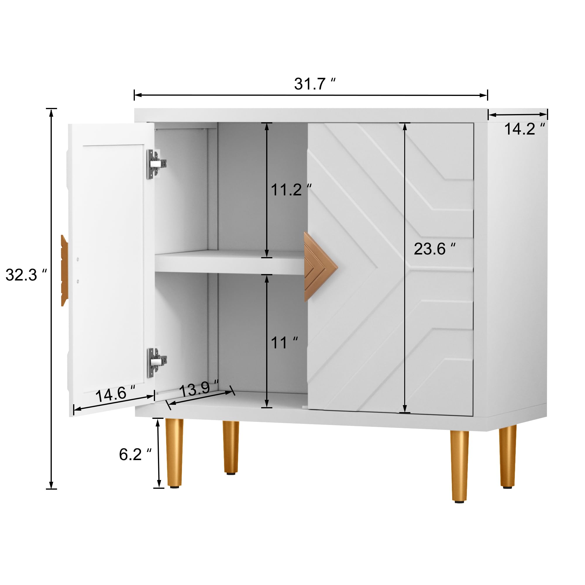 HLR Storage Cabinet with 2 Doors, Accent Cabinet with Decorative Embossed Pattern Doors, Buffet Cabinet Sideboard for Living Room, Kitchen, Dining Room, Hallway