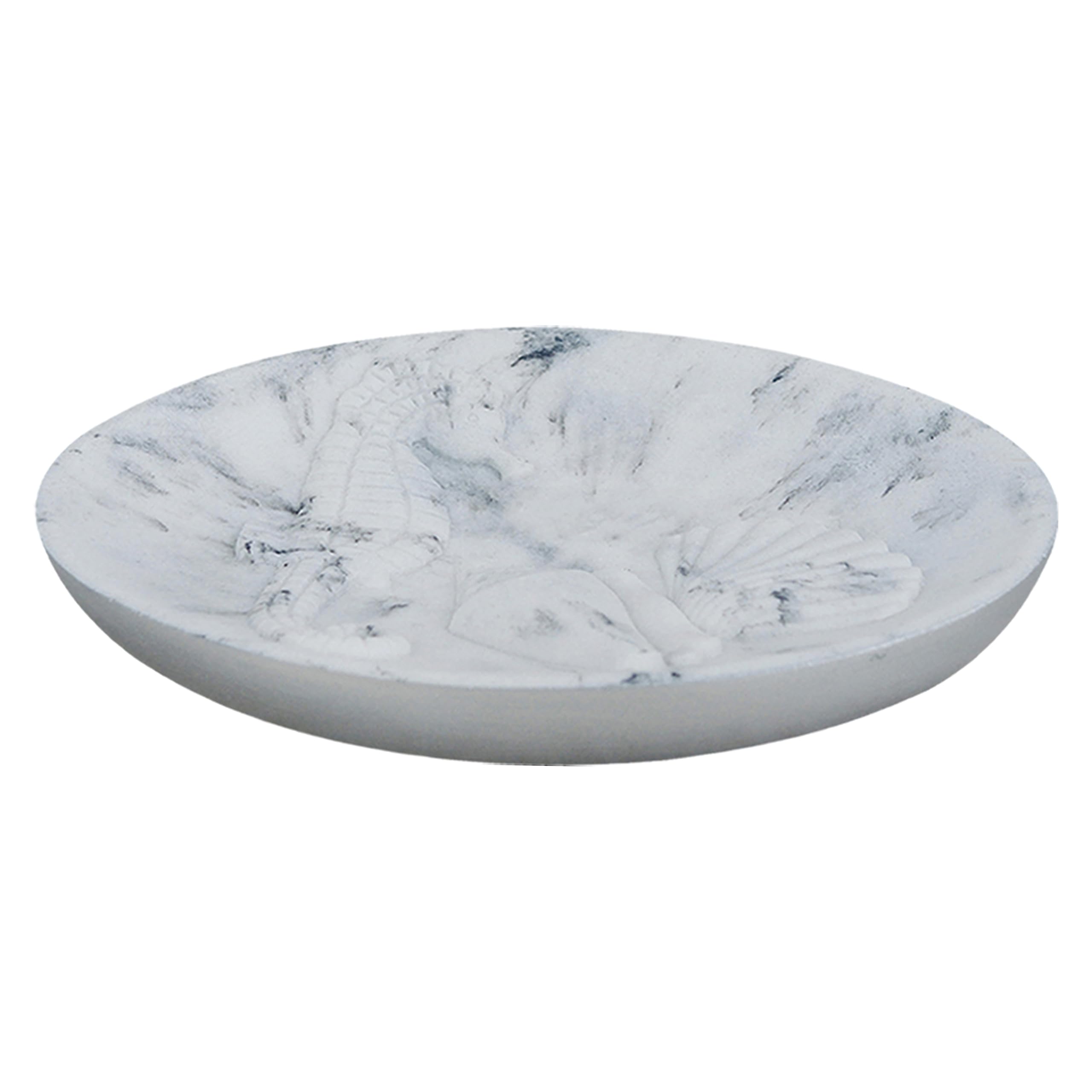 Indecor Home Bathroom Tumbler Cup, Coastal Seashell Marble Design, 100% Resi, Tumbler Cup Holder Organizer Coastal Home Decor, Starfish Seashell Design